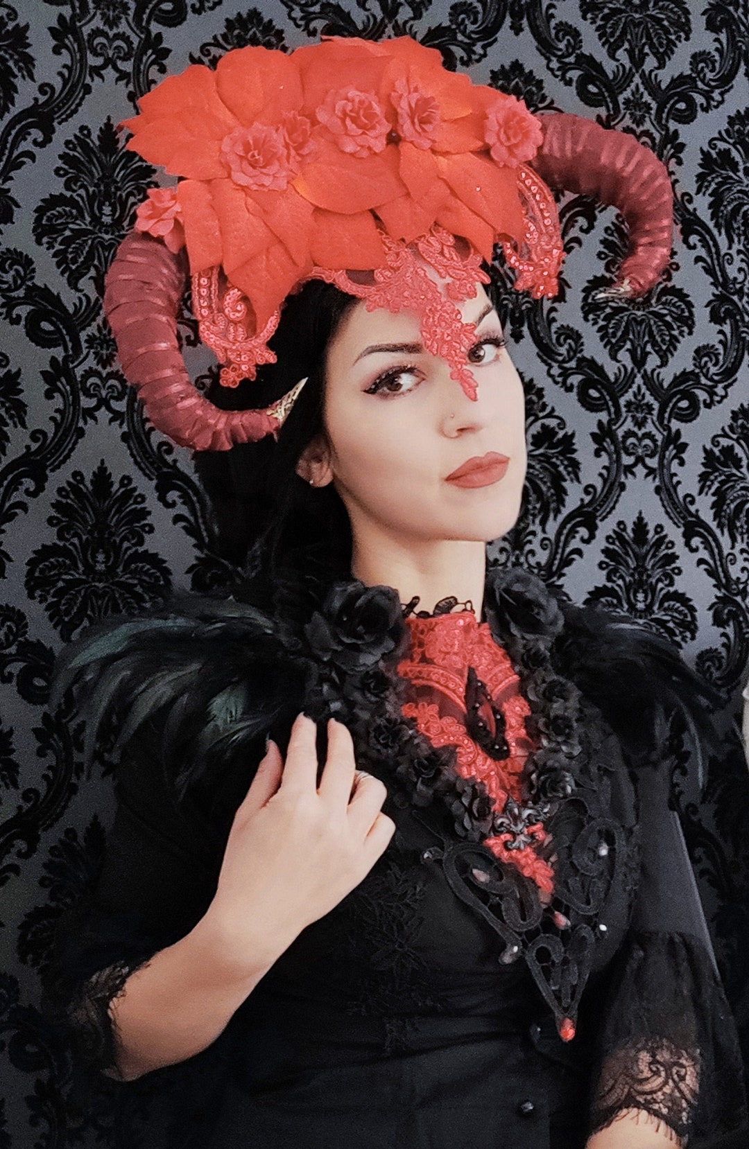 Pandora Gothic Horn Headpiece-wgt Headpiece-gothic Headband-headpiece ...