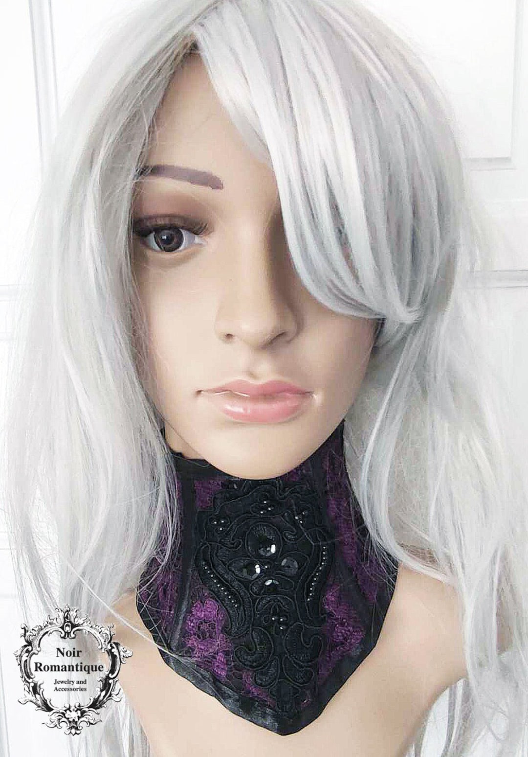 Purple and Black Lace Elegant Neck Corset-gothic Accessories-wgt ...