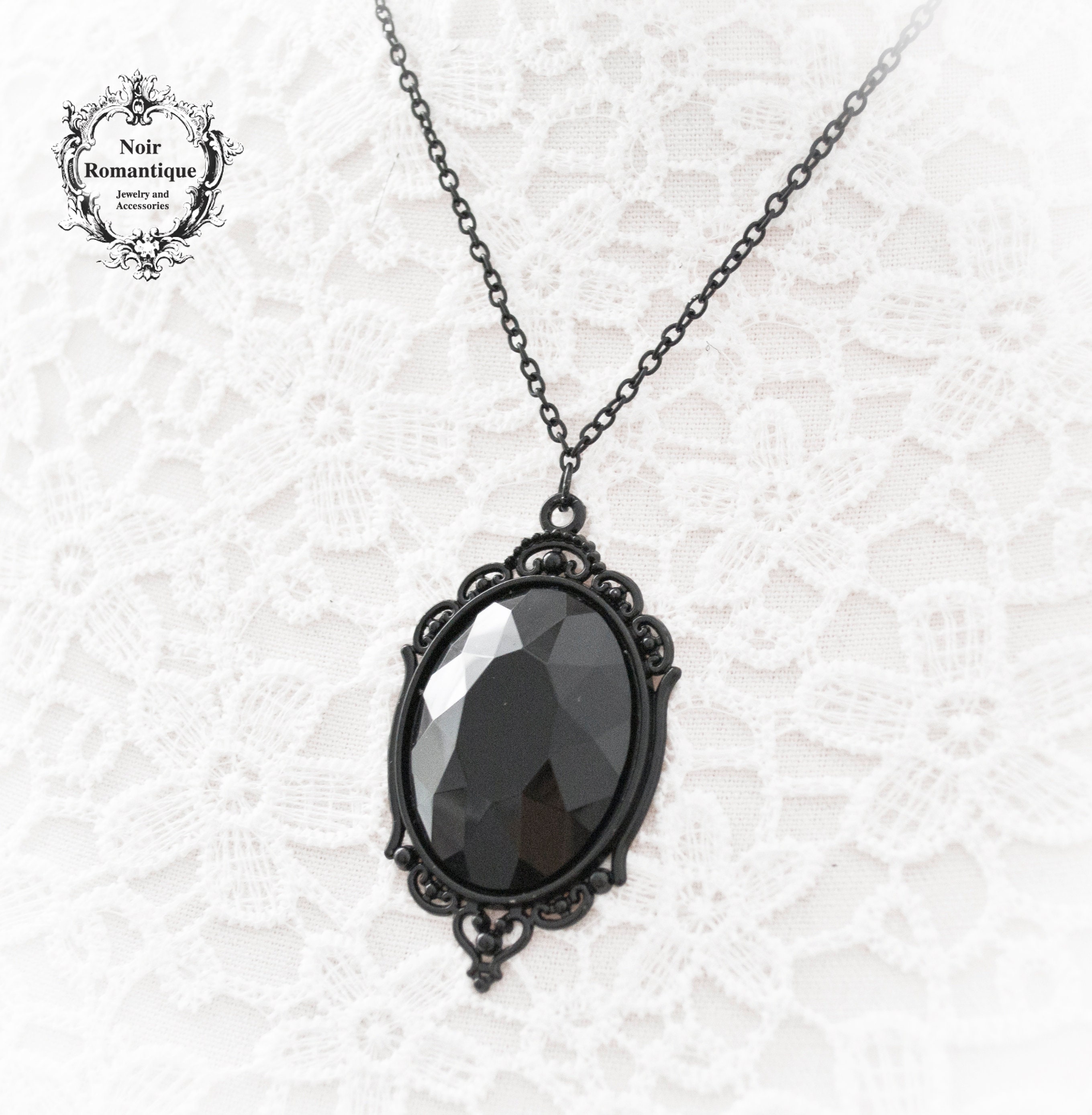 Black Victorian Gothic Necklace-gothic Jewelry-came0 - Etsy