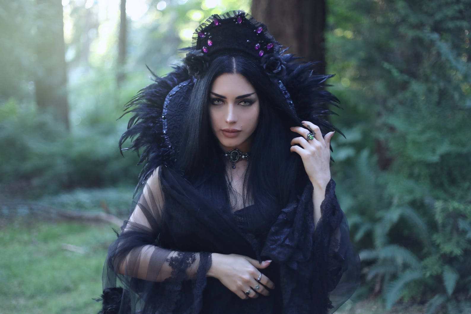 Black Swan Feather and Lace Gothic Collar Gothic | Etsy