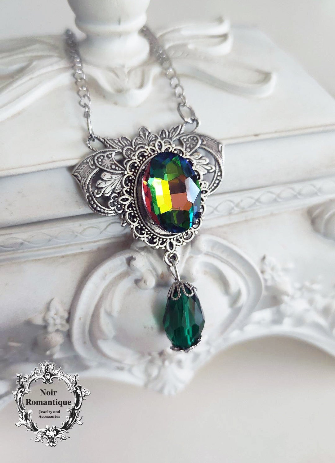 Alyssa Necklace-gothic Victorian Gem Necklace-cathedral Gem Necklace ...