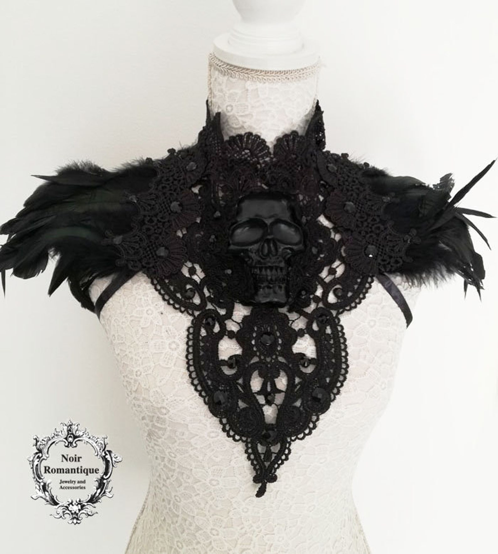 Santa Sangre Skull Chestpiece/collar-gothic Collar-feether | Etsy