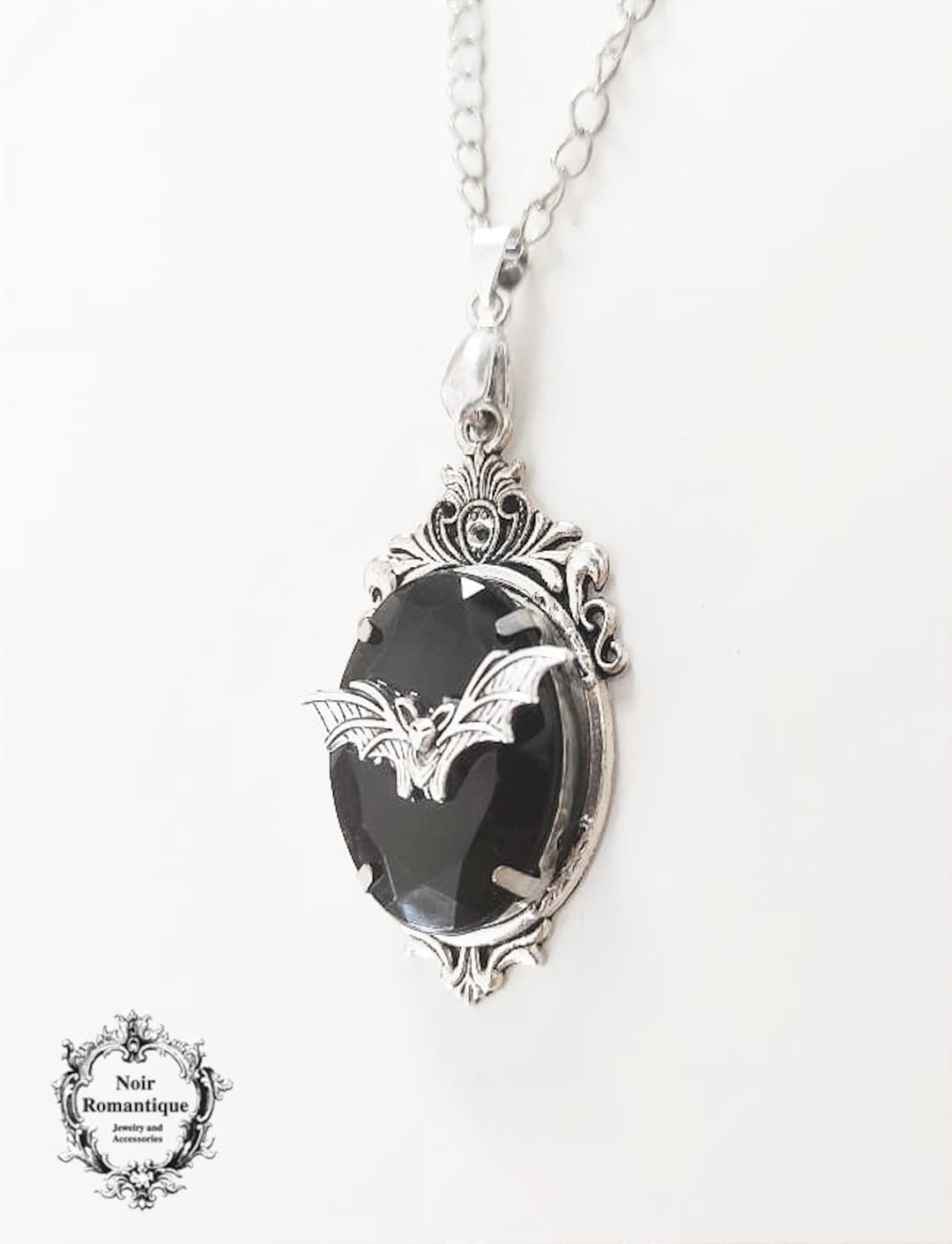 Silver Gothic Bat Pendant-vampire Necklace-gothic Jewelry-bat Jewelry ...