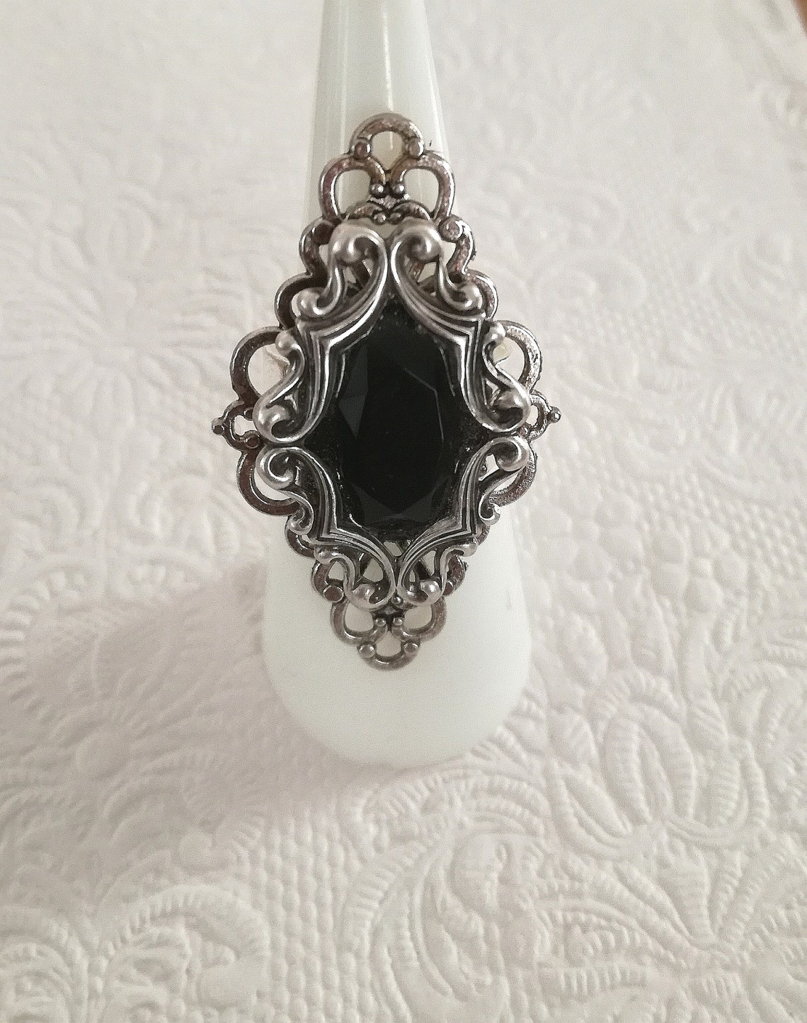 Silver Ornate Gothic Ring-gothic Adjustable Ring-silver Ring | Etsy