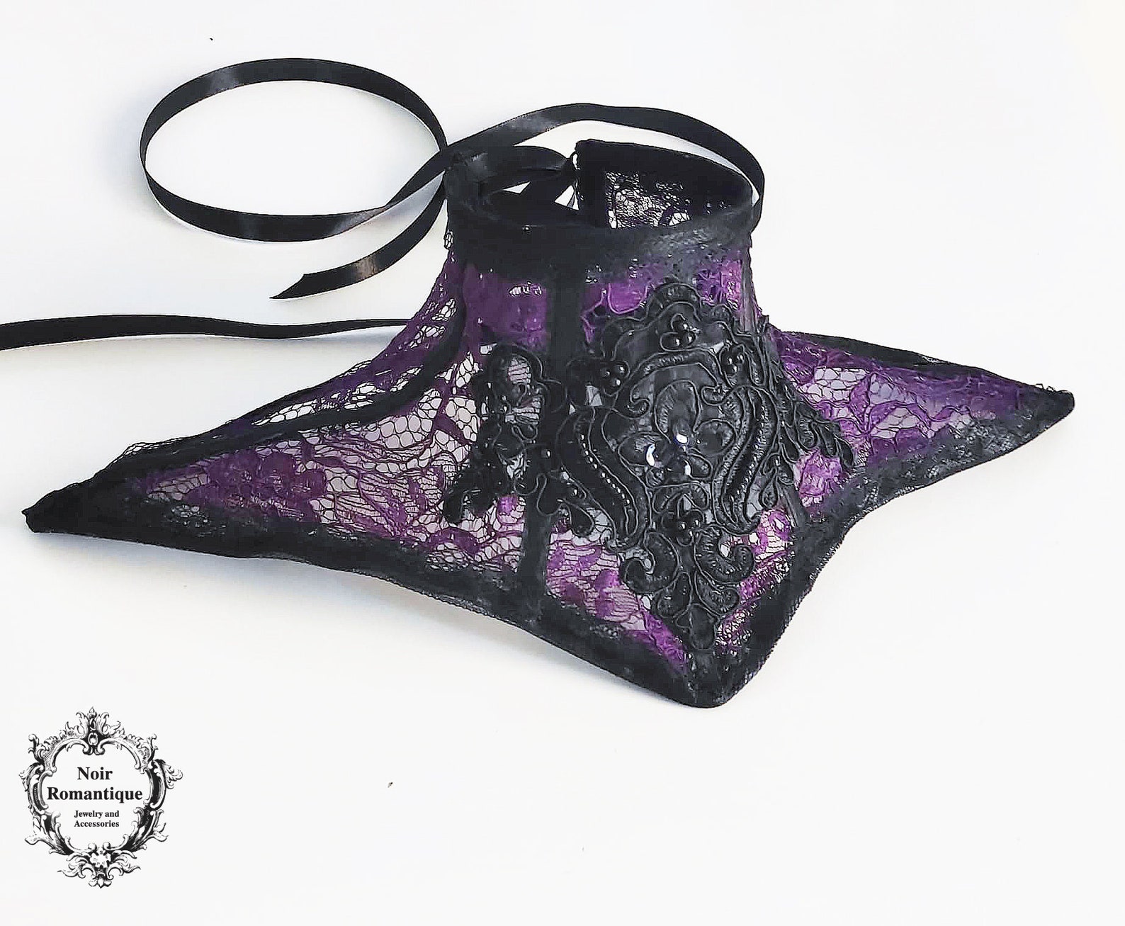 The Royal Purple Lace Neck Corset-neck Corset-lace Neck - Etsy