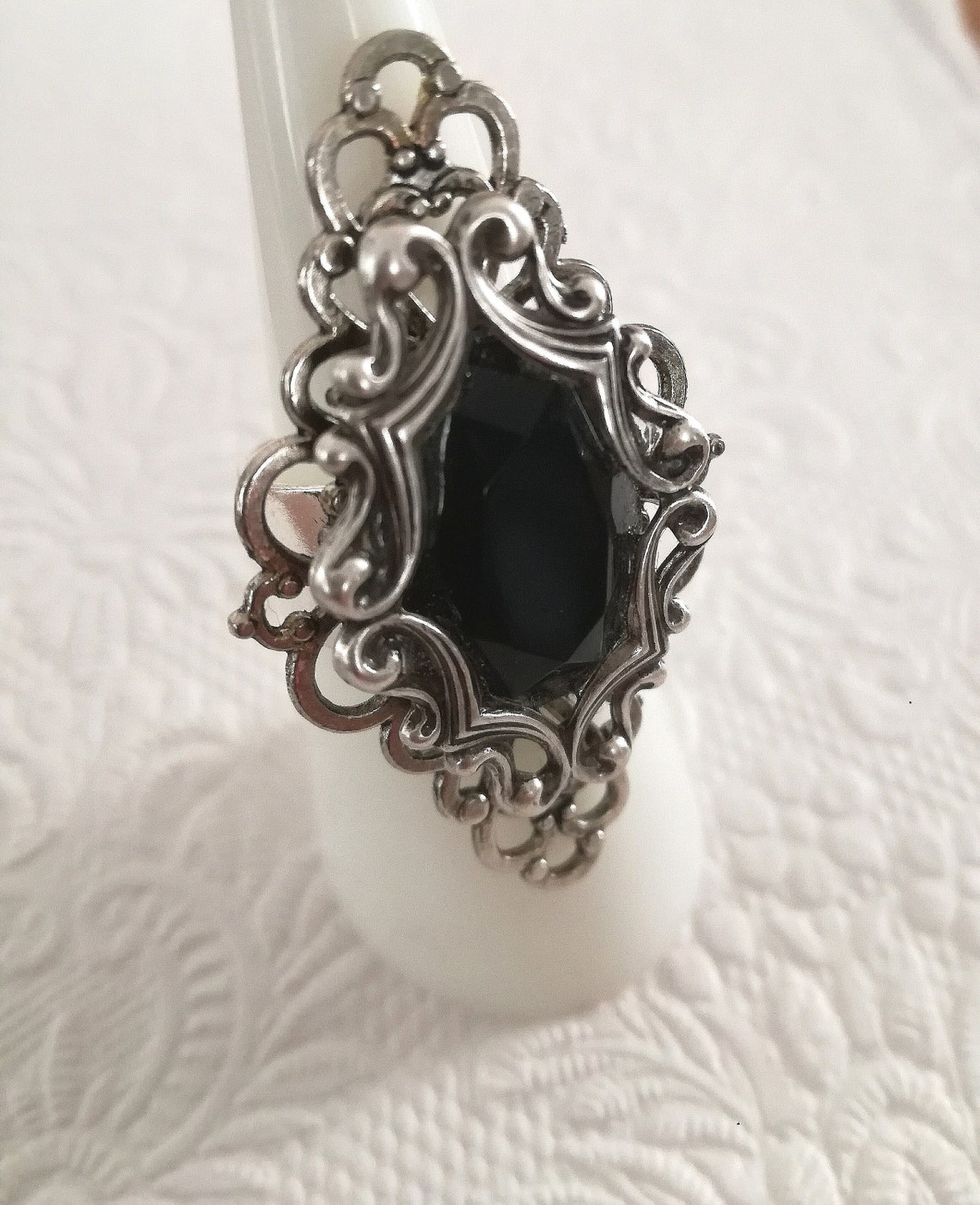 Silver Ornate Gothic Ring-gothic Adjustable Ring-silver Ring | Etsy
