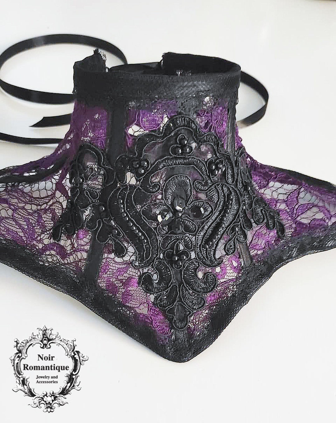 The Royal Purple Lace Neck Corset-neck Corset-lace Neck Corset-elegant ...