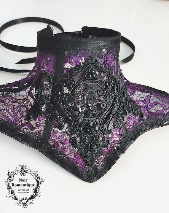 The Royal Purple Lace Neck Corset-neck Corset-lace Neck - Etsy