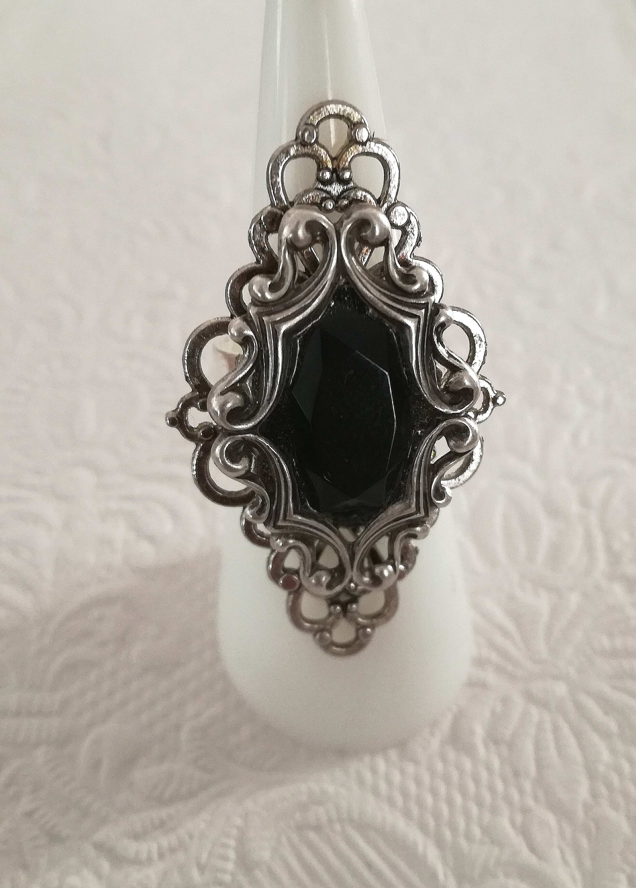 Silver Ornate Gothic Ring-gothic Adjustable Ring-silver Ring | Etsy