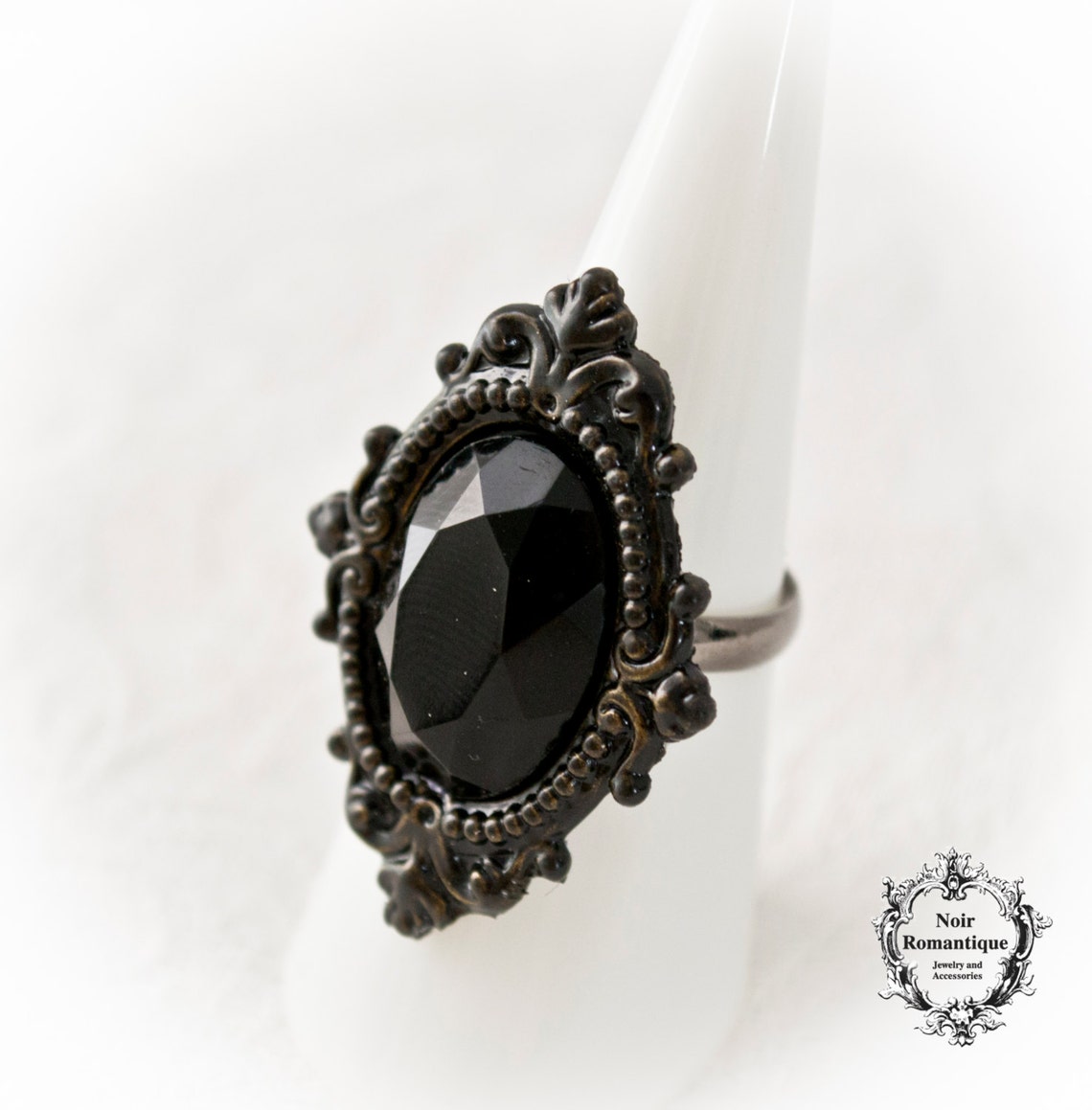 Black Victorian Gothic Ornate Adjustable Ring -victorian Gothic Ring ...