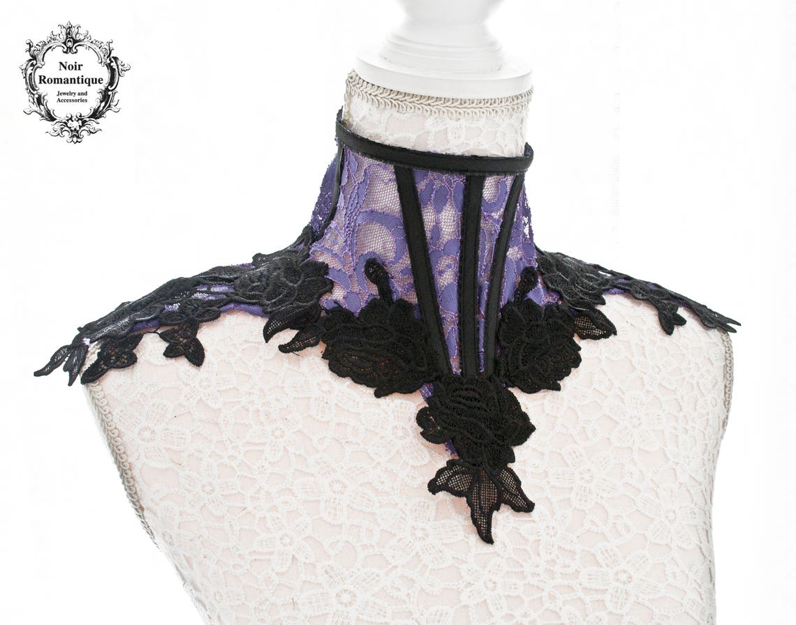The Royal Purple Lace Neck Corset-neck Corset-gothic Corset - Etsy