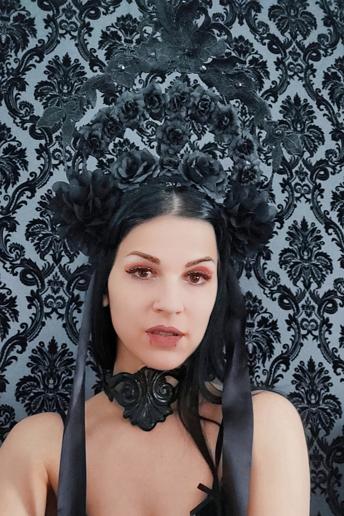 Lilith Headpiece-haute Gothic Headband-flower Headpiece-flower | Etsy