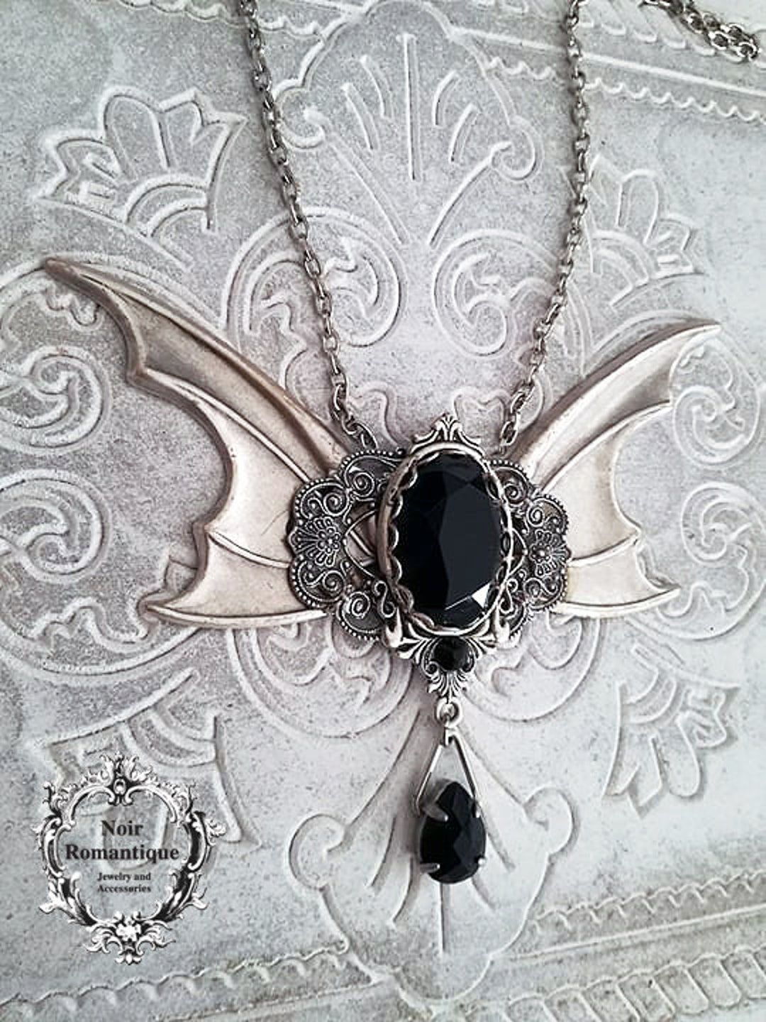 The Bat Lady Silver Gothic Necklace-gothic Bat Wings Necklace-gothic ...