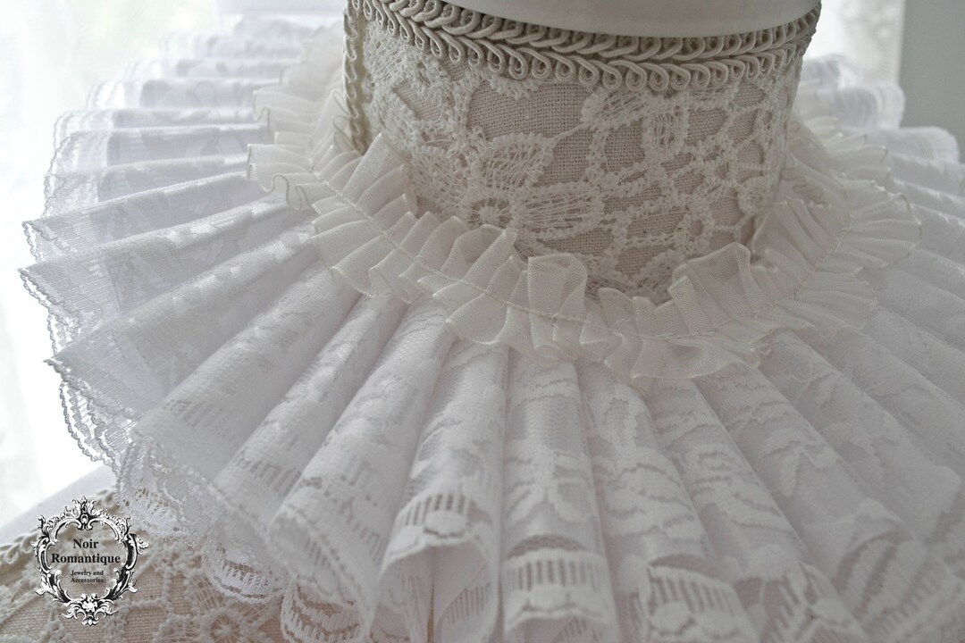 White Lace Elizabethan Ruff Collar -elizabethan Ruff-ruff Collar ...