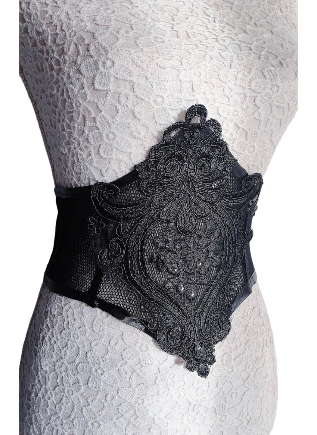 Black Lace Corset Belt Gothic Accessories Wgt Costume Decorative Belt Belt With Lace Applique
