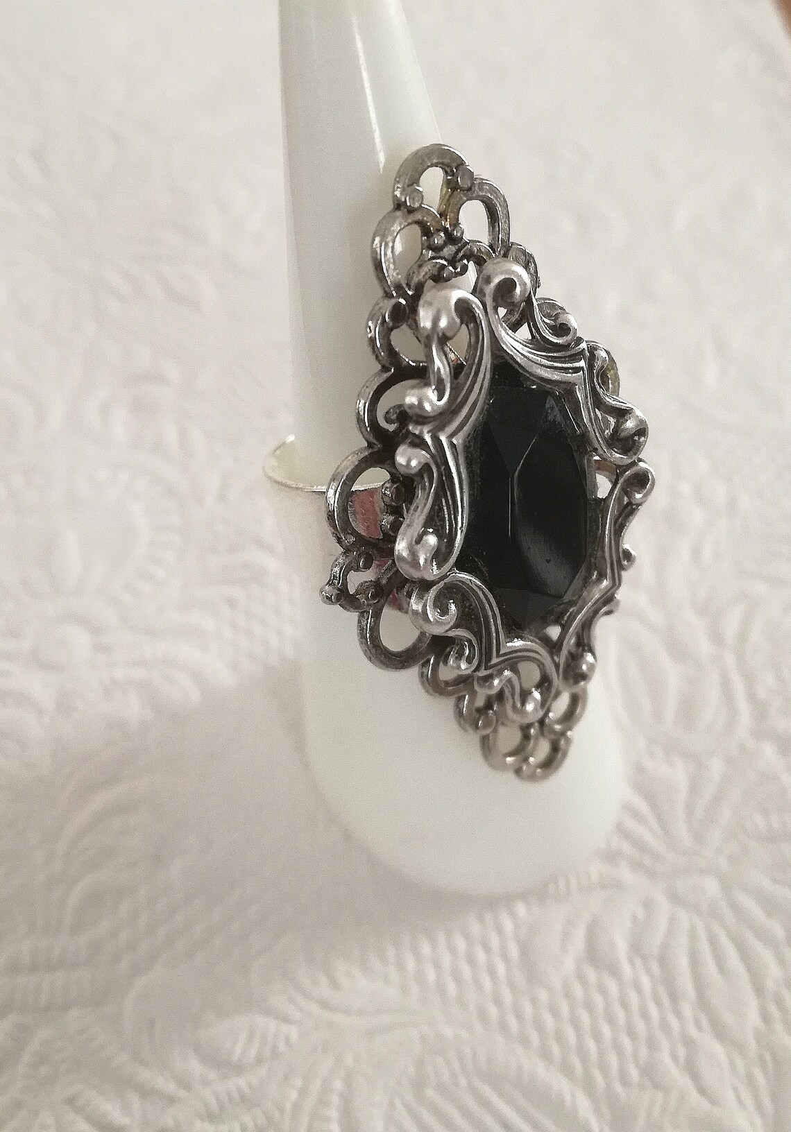 Silver Ornate Gothic Ring-gothic Adjustable Ring-silver Ring | Etsy