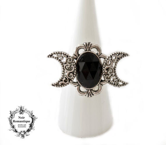 Triple Goddess Ring-moon Phase Ring-occult Ring-gothic | Etsy