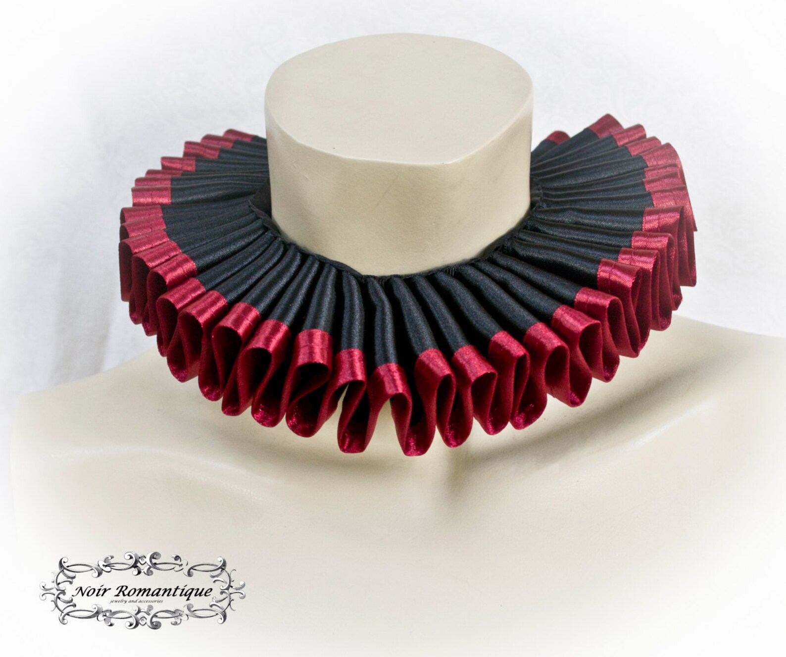 Satin Black and Burgundy Elizabethan Ruff Collar elizabethan - Etsy