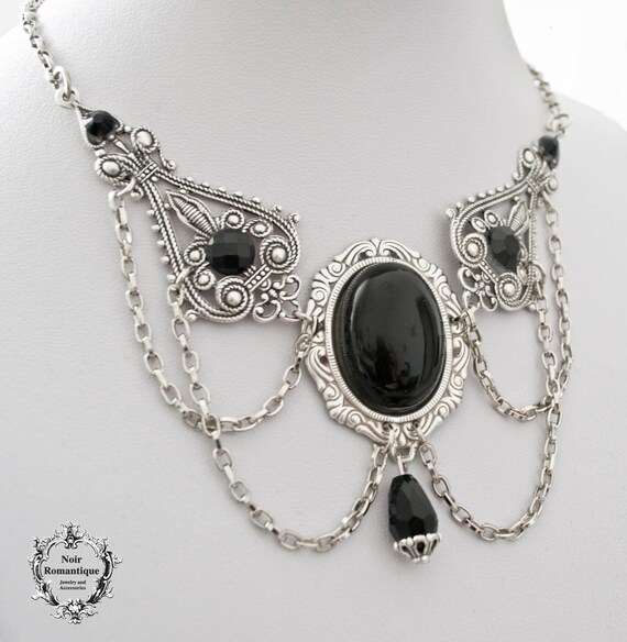 Silver Onyx Victorian Gothic Necklace/Choker-Victorian Gothic | Etsy