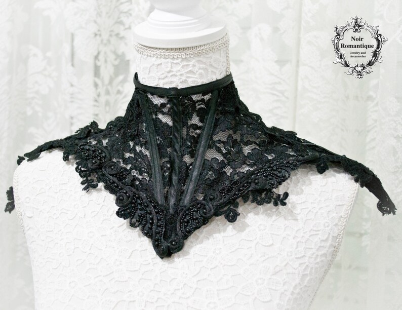 The Royal black lace neck corset-Neck corset-Lace Neck | Etsy
