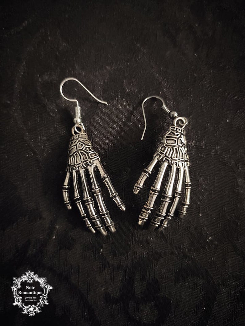 Silver Skeleton Hands Earrings-silver Earrings-earrings-gothic - Etsy