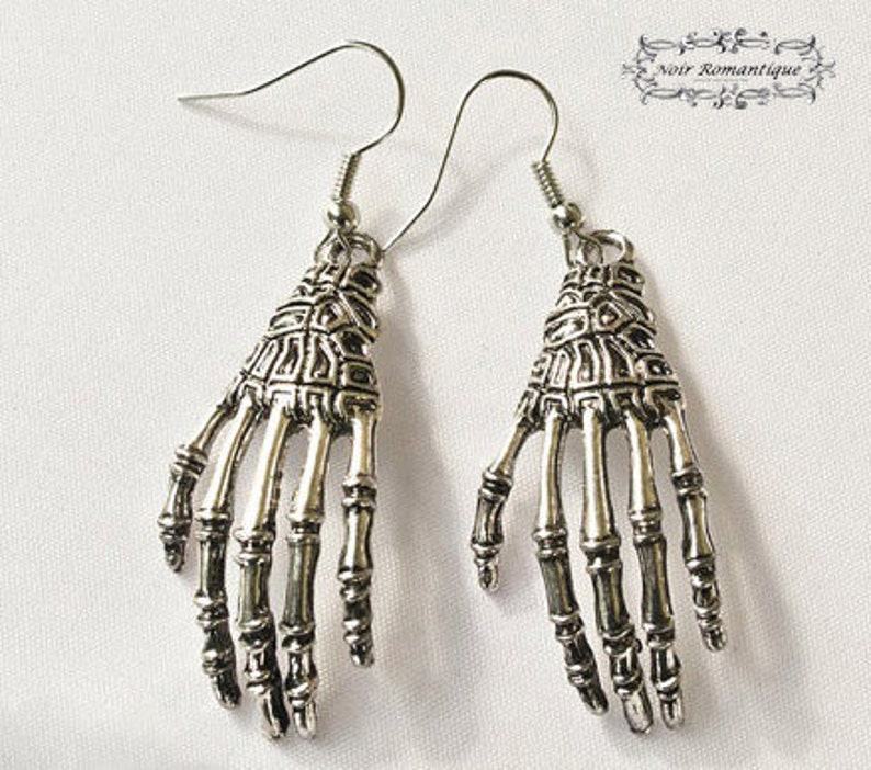 Silver skeleton hands earrings-silver earrings-earrings-gothic | Etsy