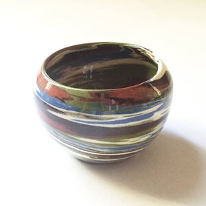 Desert Sands Pottery Bowl, Swirled Pottery, Blue Green Brown Cream Red ...