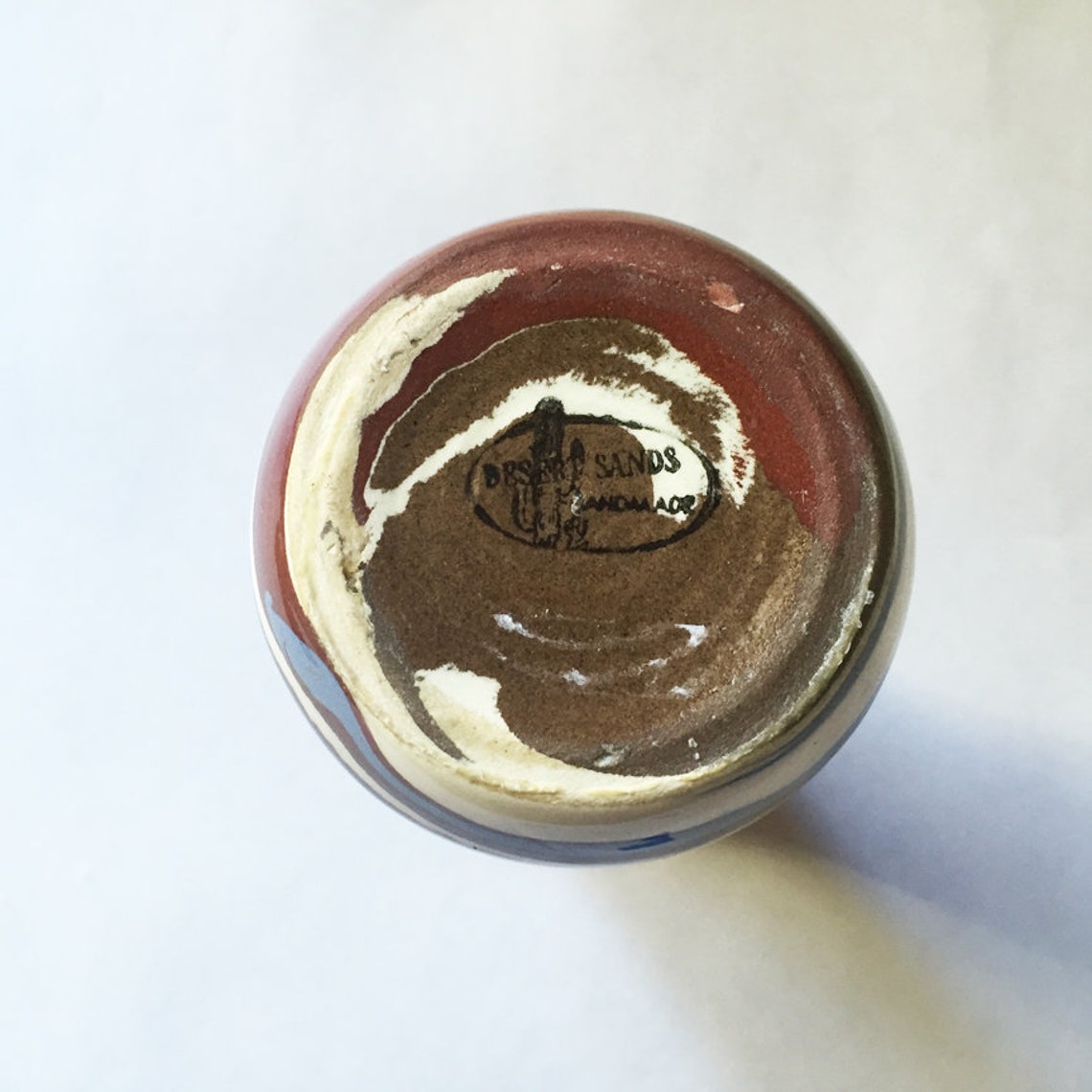 Desert Sands Pottery Vase, Swirled Pottery, Red, Brown, Blue, Green ...