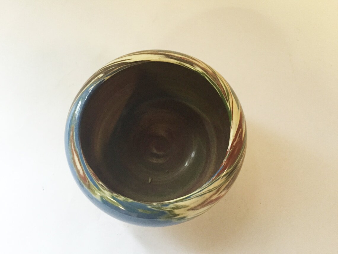 Desert Sands Pottery Vase, Swirled Pottery, Blue, Green, Cream, Brown ...