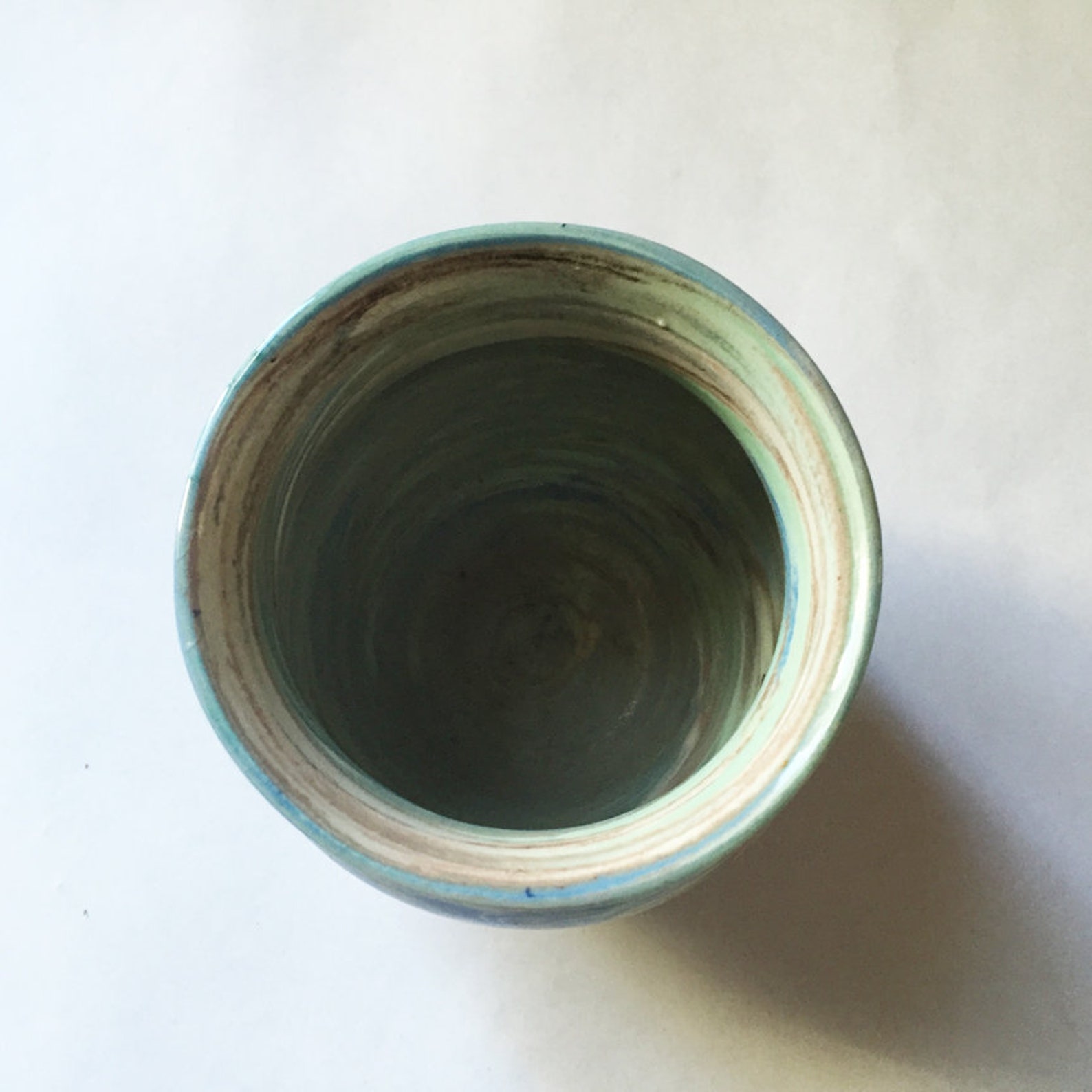 Desert Sands Pottery Vase, Swirled Pottery, Blue, Green, Cream - Etsy