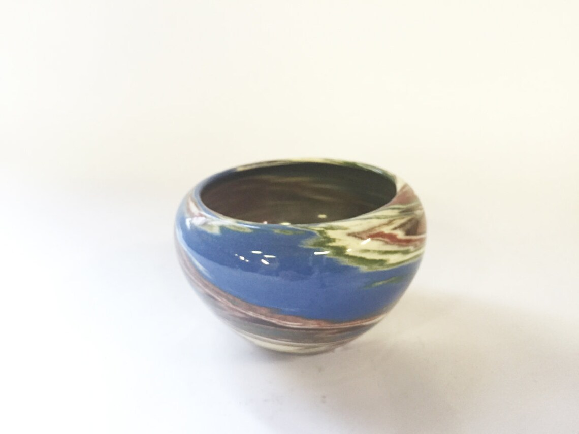 Desert Sands Pottery Vase, Swirled Pottery, Blue, Green, Cream, Brown ...