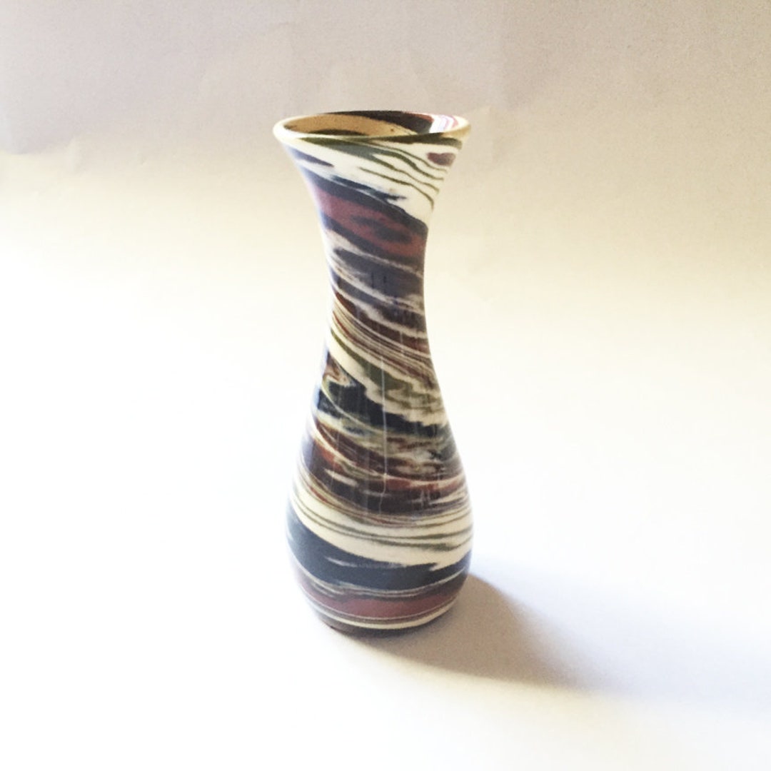 Desert Sands Pottery Bud Vase, Swirled Pottery, Red, Brown, Blue, Green ...