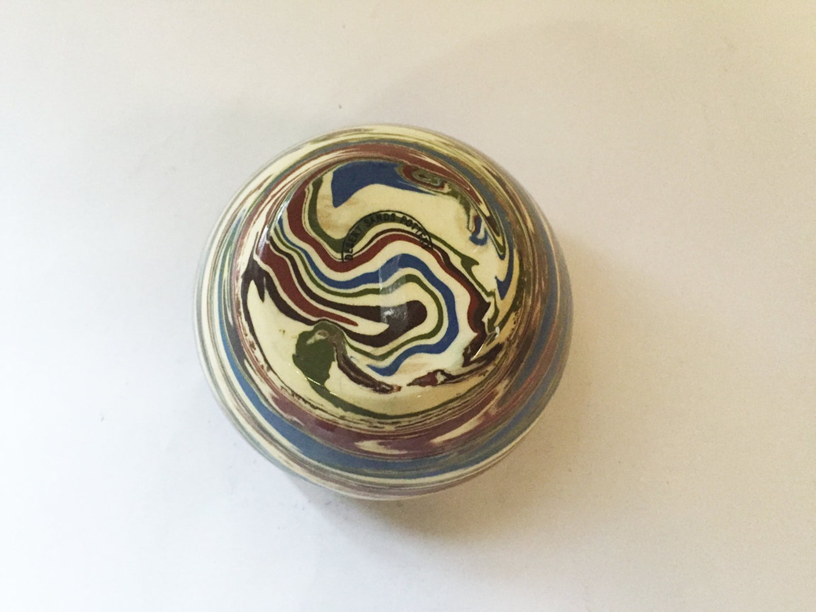 Desert Sands Pottery Vase, Swirled Pottery, Blue, Green, Cream, Brown ...