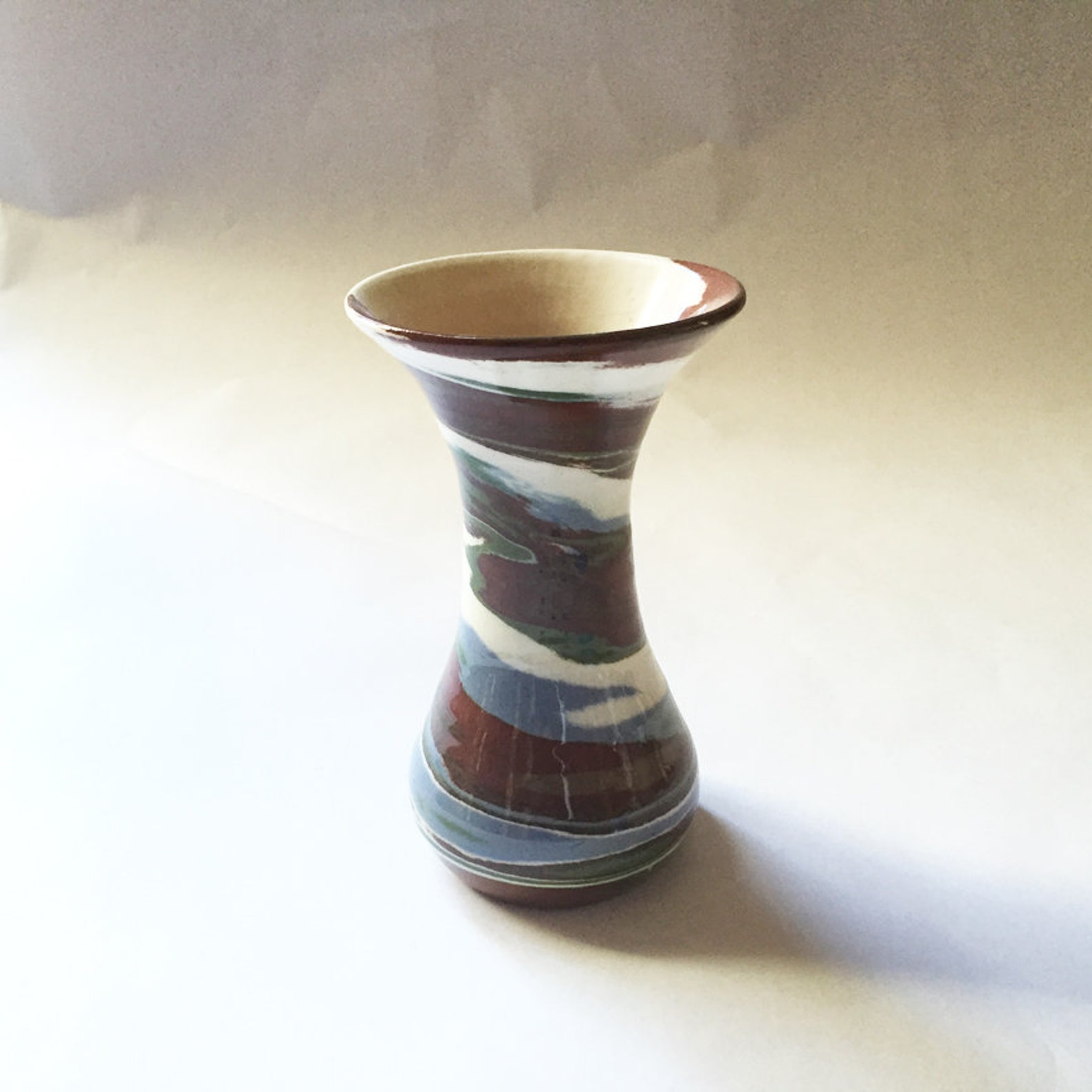 Desert Sands Pottery Vase, Swirled Pottery, Red, Brown, Blue, Green ...