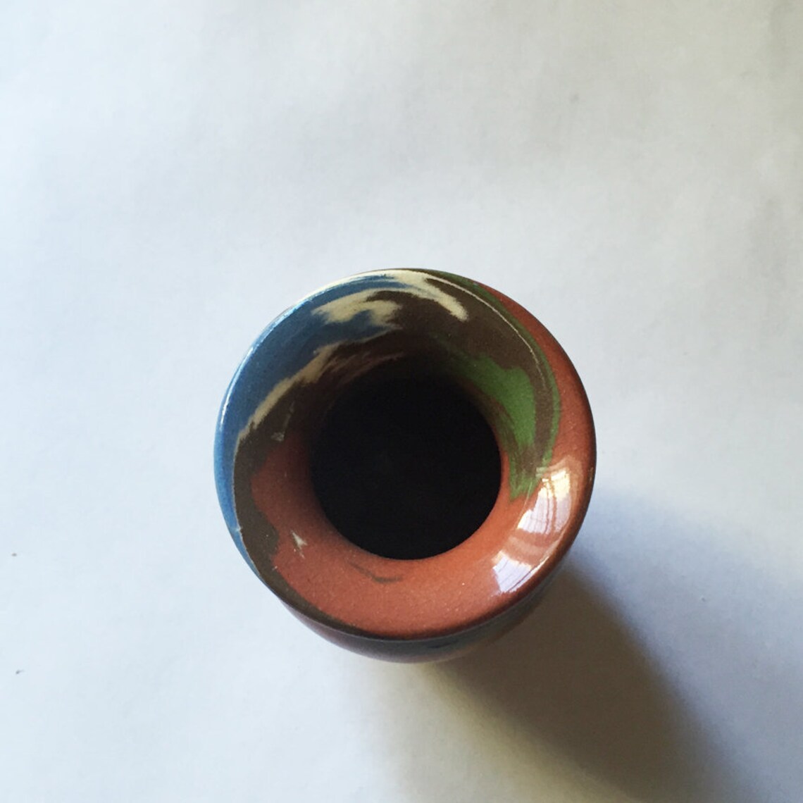 Desert Sands Pottery Vase Swirled Pottery Red Blue Cream - Etsy