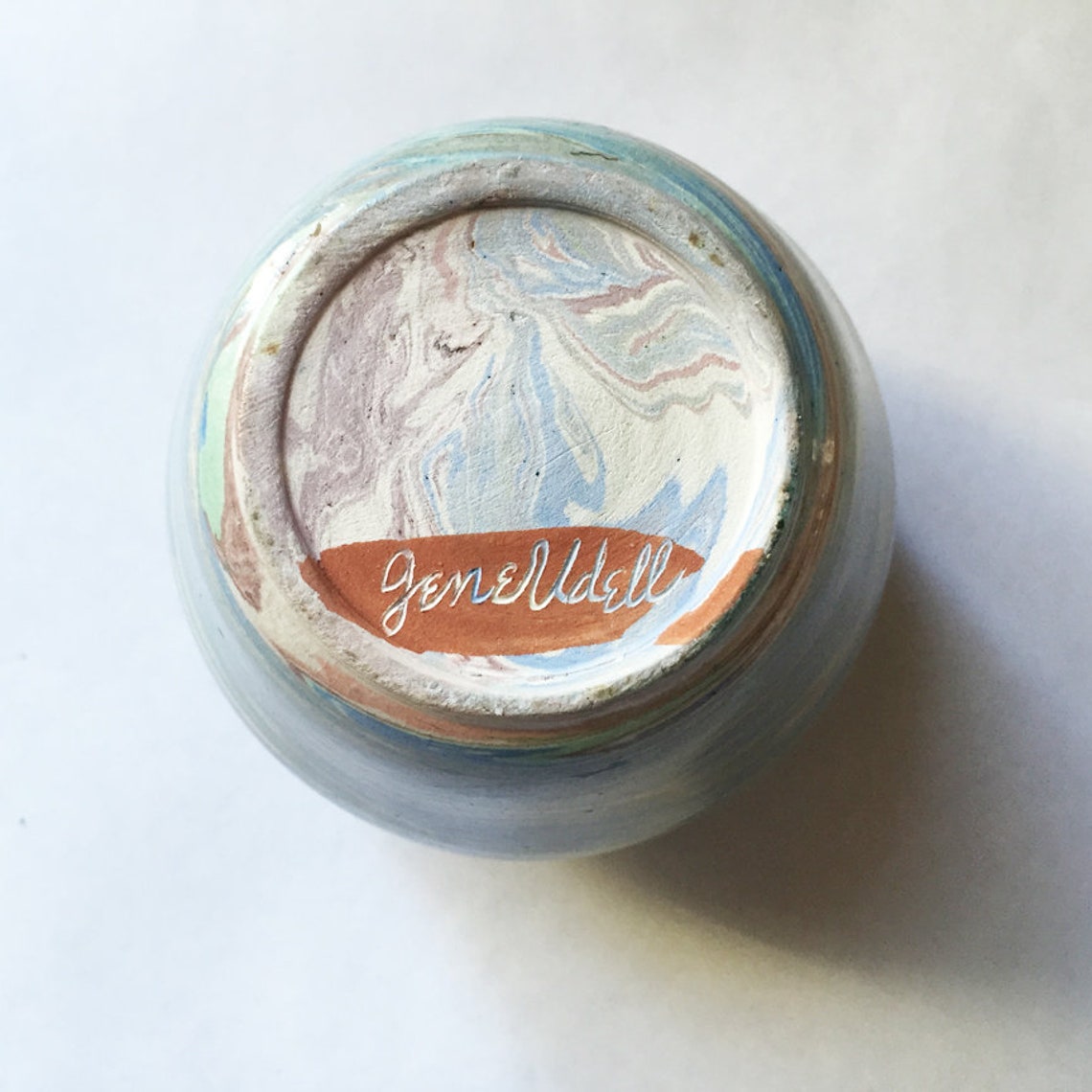 Desert Sands Pottery Vase, Swirled Pottery, Blue, Green, Cream - Etsy