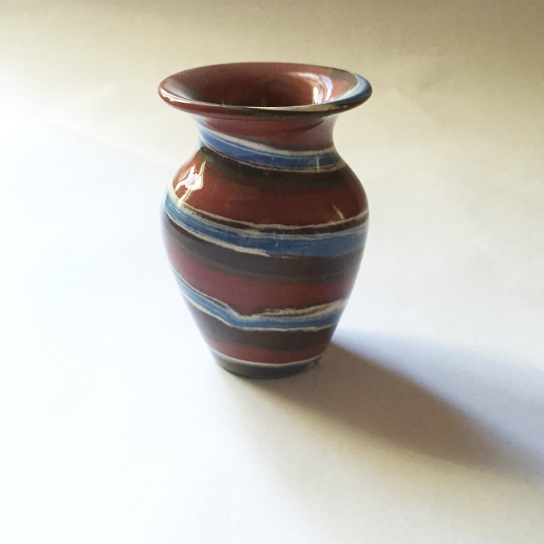 Desert Sands Pottery Vase, Swirled Pottery, Red, Blue, Cream, Green - Etsy