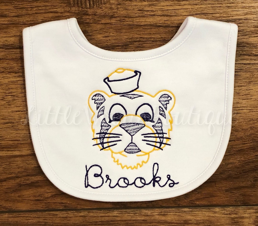 Plain Bib - Vintage Tiger Bib - Baby Bib - Tigers - Floss Stitch Tiger ...