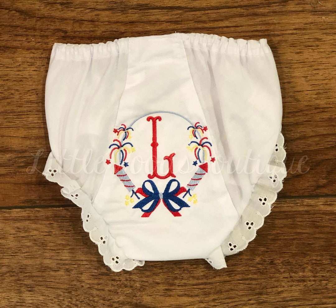 Patriotic Firework Bloomers - Baby Girl Bloomers - Inital Diaper Cover ...