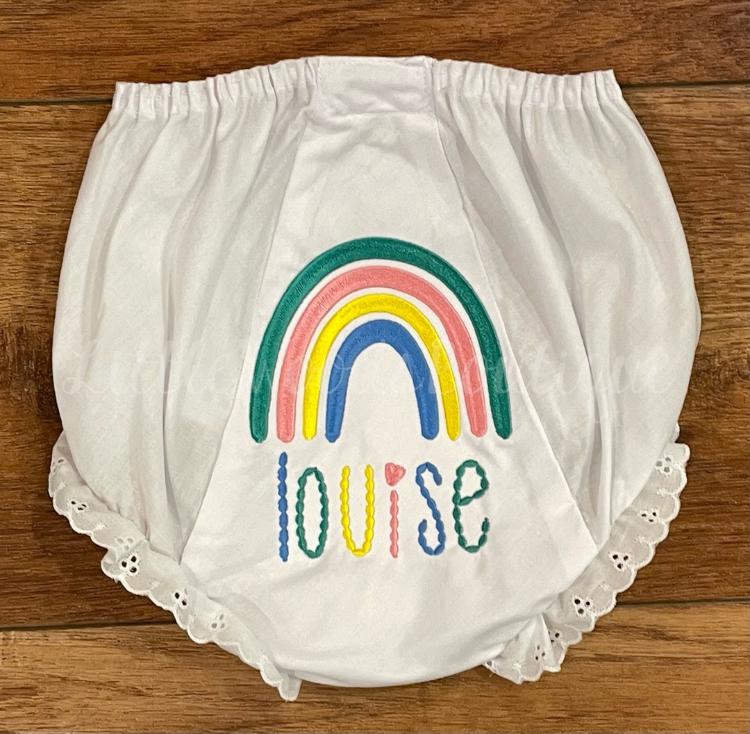 Bloomers-beaded Name Rainbow Diaper Cover-eyelet Baby Bloomers ...