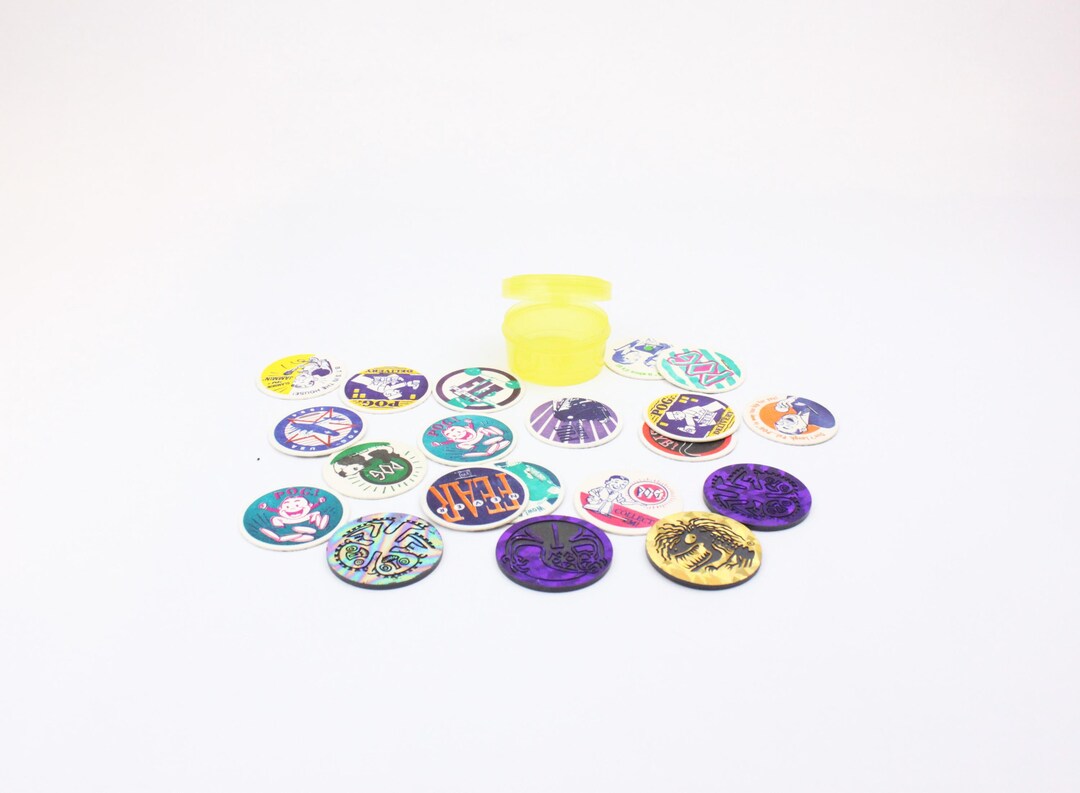 90's POG With Slammers, Yellow Case Set, Lot of 20 Pogs Includes 4 ...