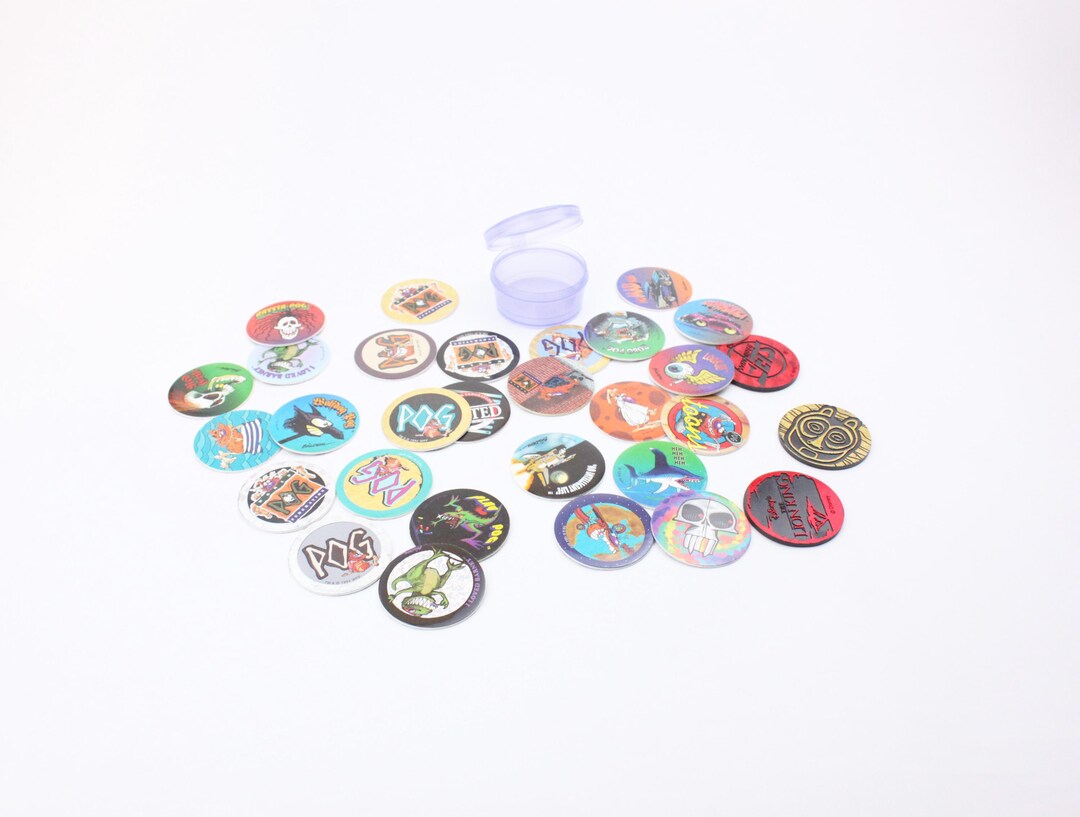 90's POG With Slammers, Light Purple Case Set, Lot of 30 Pogs Includes ...