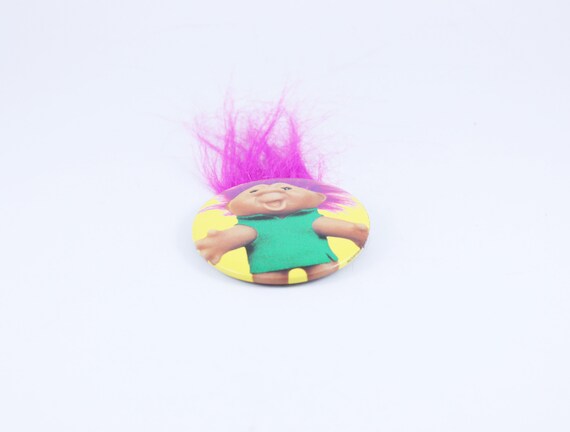 Vintage Troll Doll Pin with Purple Hair, novelty, 199… - Gem