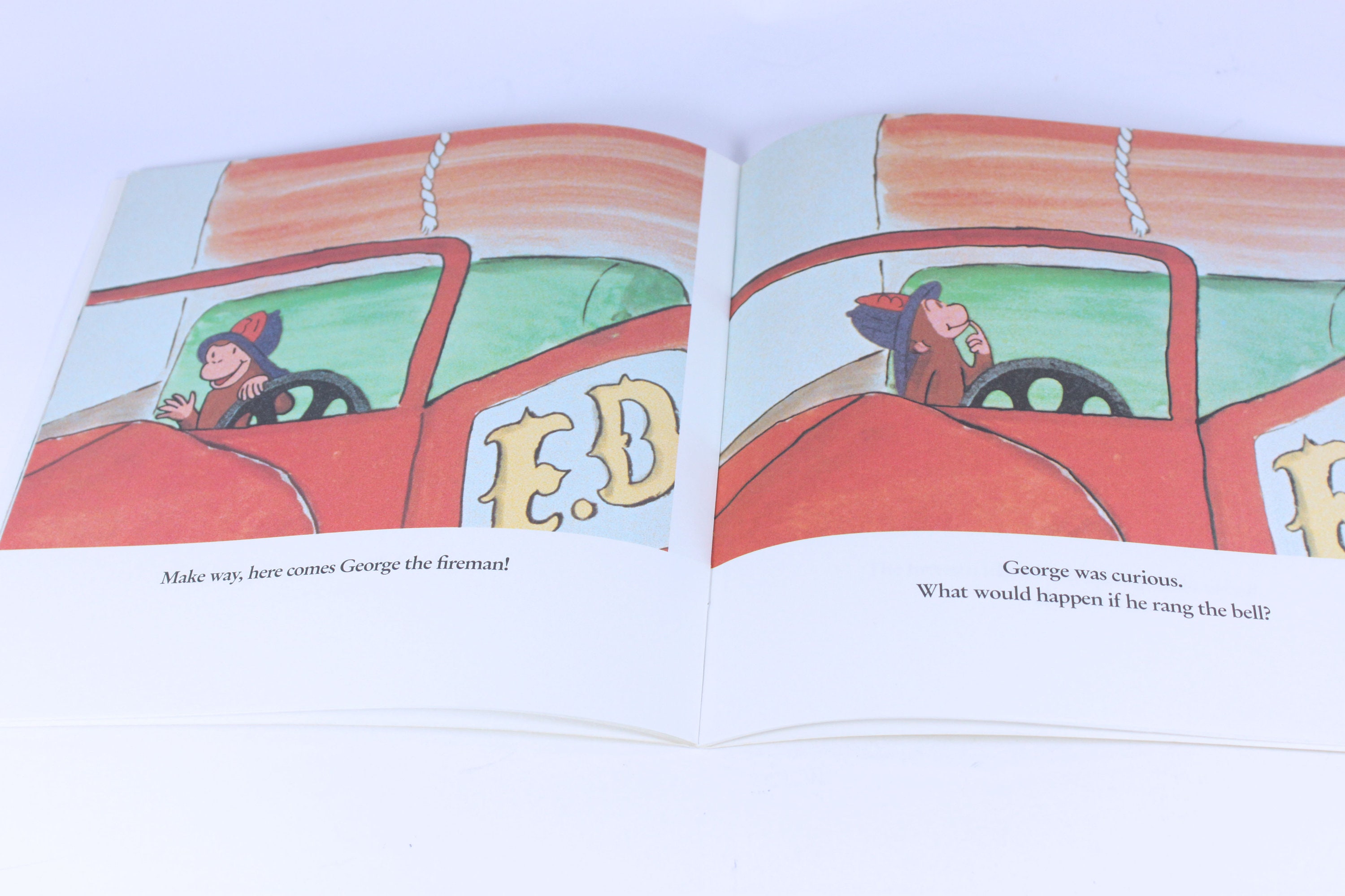 Vintage Book Curious George at the Fire Station Adapted From - Etsy