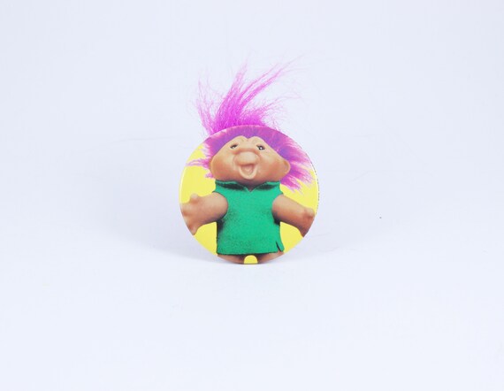 Vintage Troll Doll Pin with Purple Hair, novelty, 199… - Gem