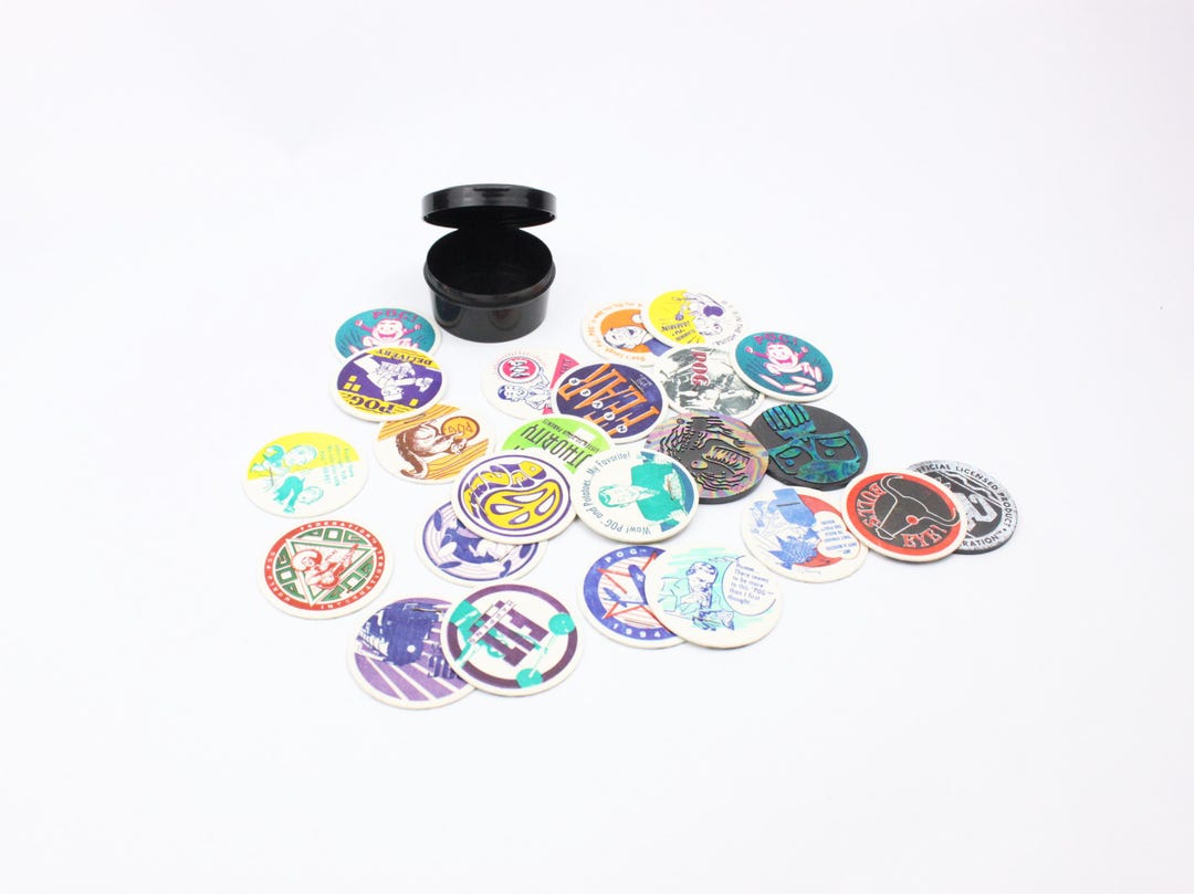 90's POG With Slammers, Black Case Set, Lot of 24 Pogs Includes 3 ...