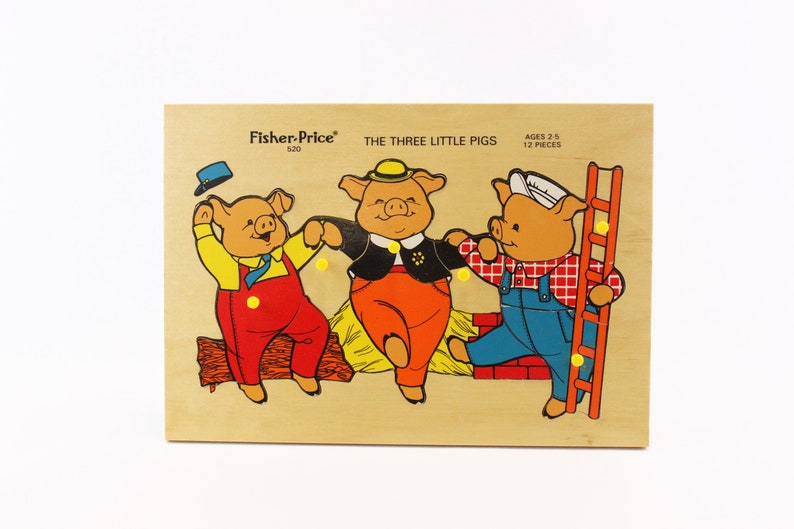Vintage Fisher Price Puzzle, the Three Little Pigs 520, Made in Holland ...