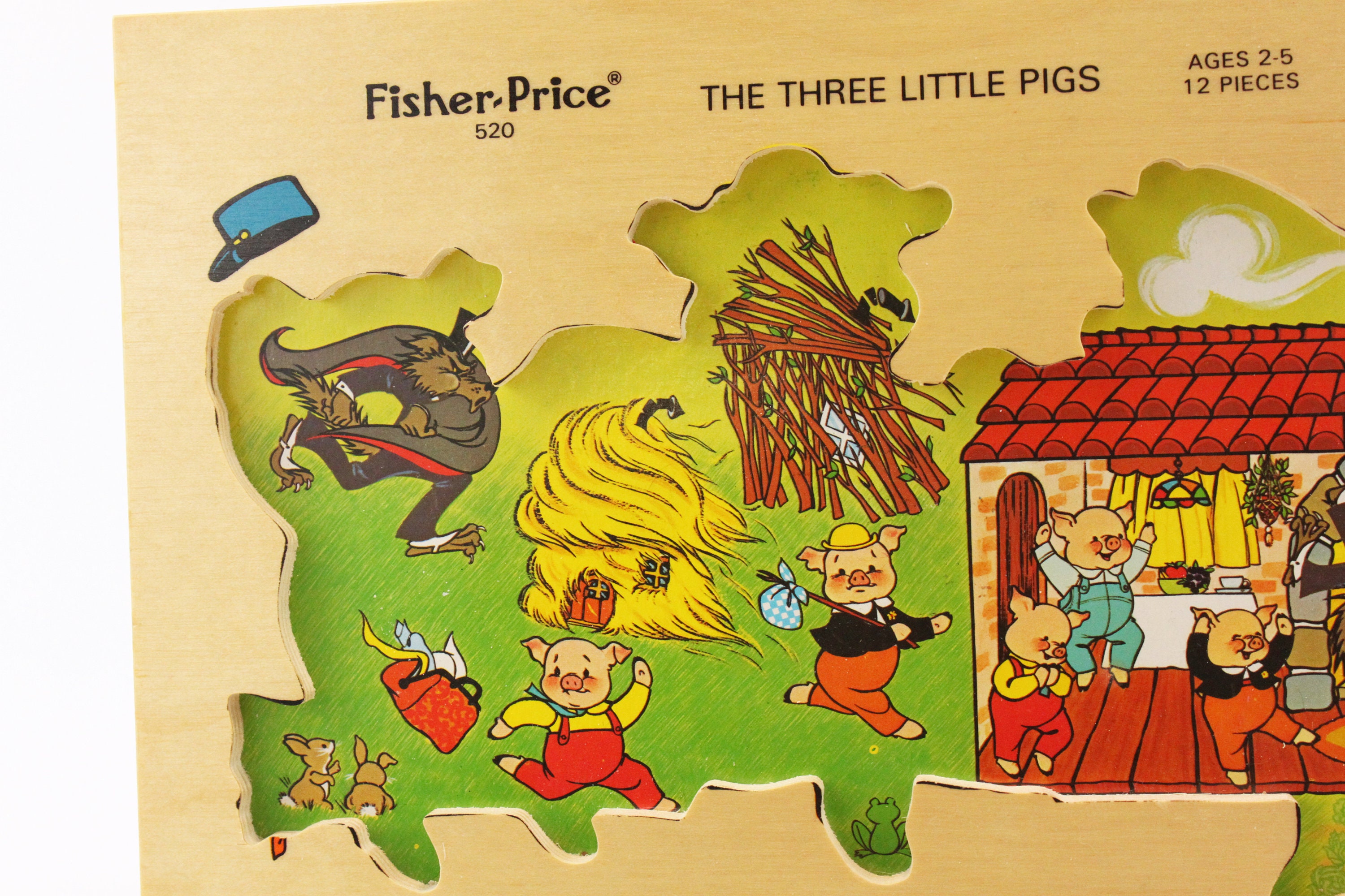 Vintage Fisher Price Puzzle, the Three Little Pigs 520, Made in Holland ...