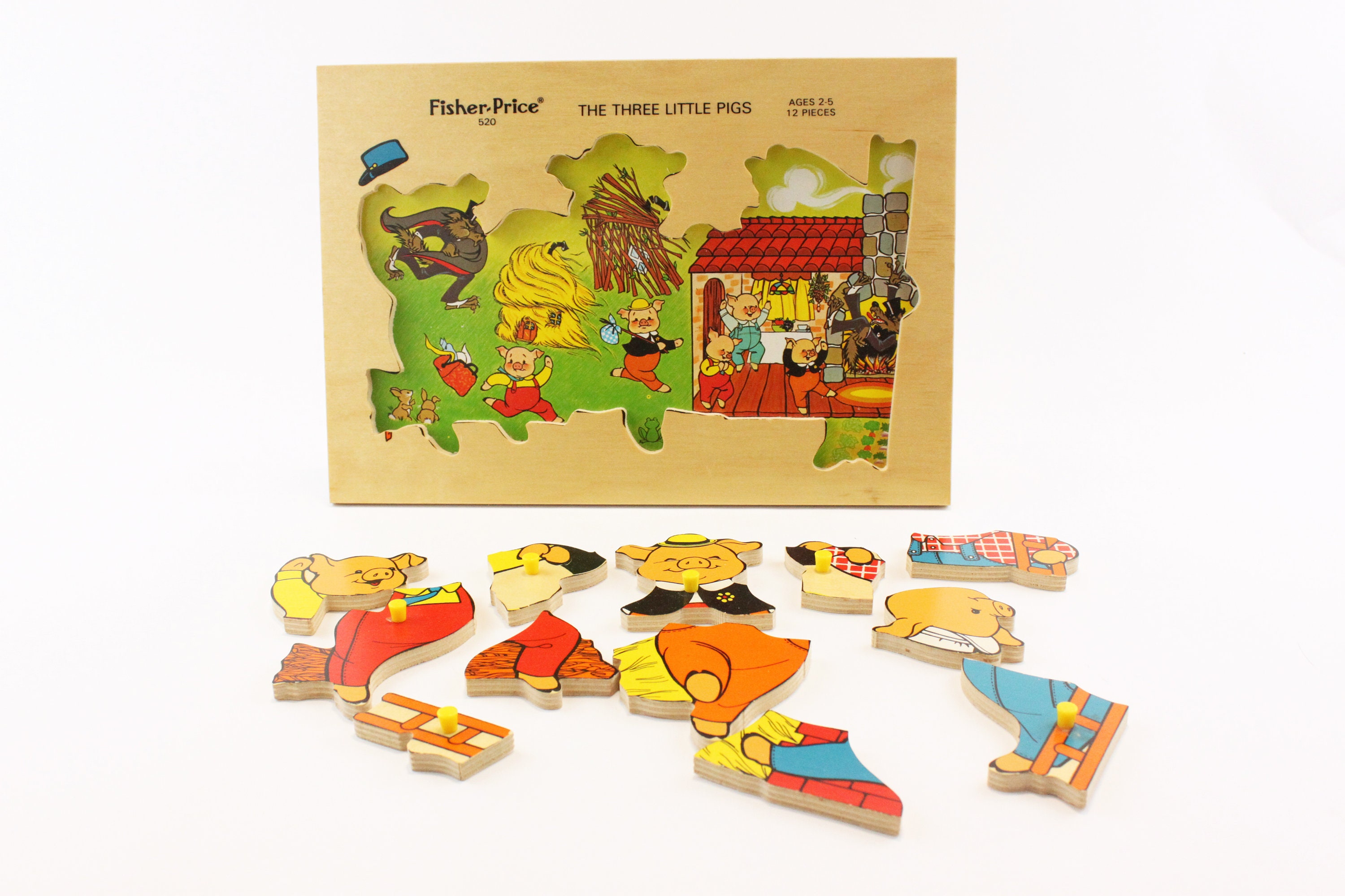 Vintage Fisher Price Puzzle, the Three Little Pigs 520, Made in Holland ...