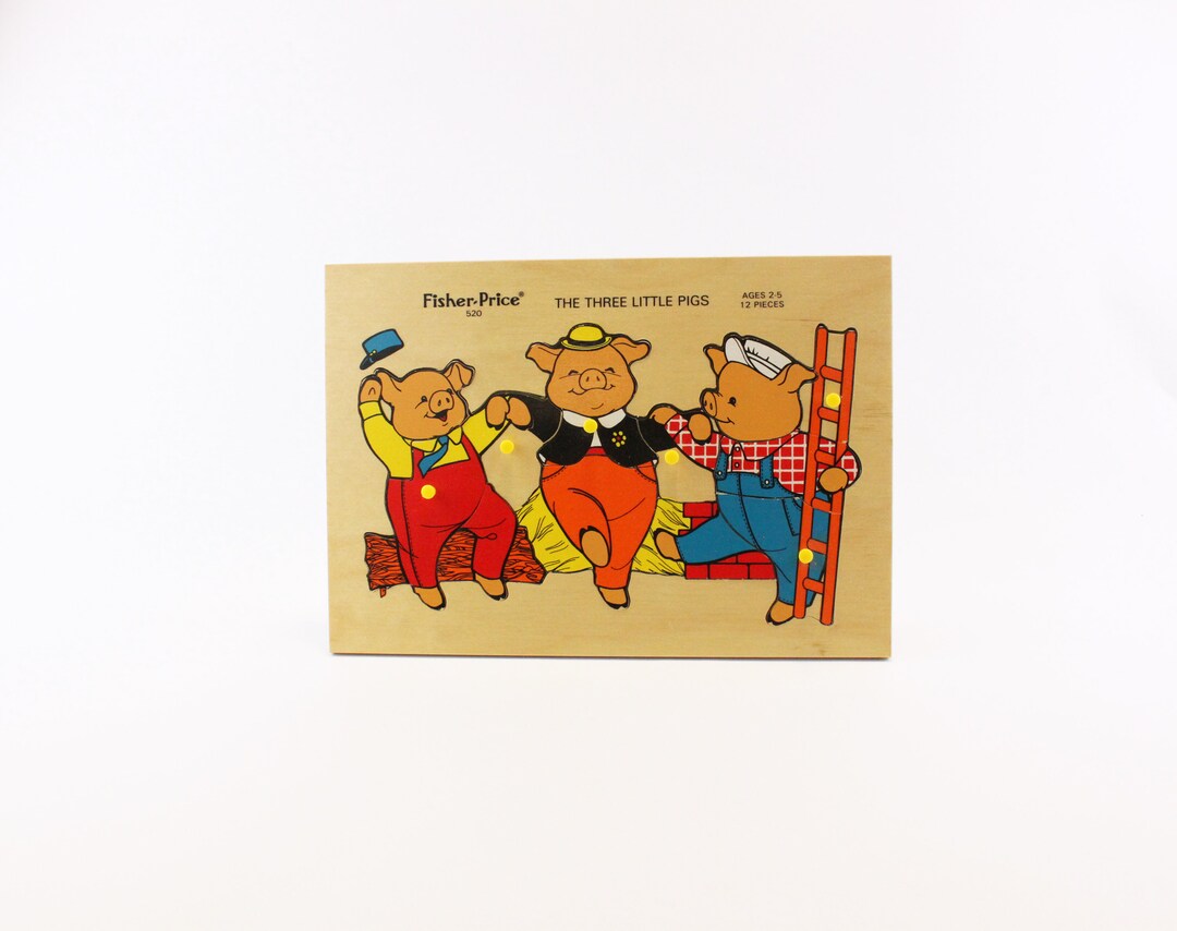 Vintage Fisher Price Puzzle, the Three Little Pigs 520, Made in Holland ...